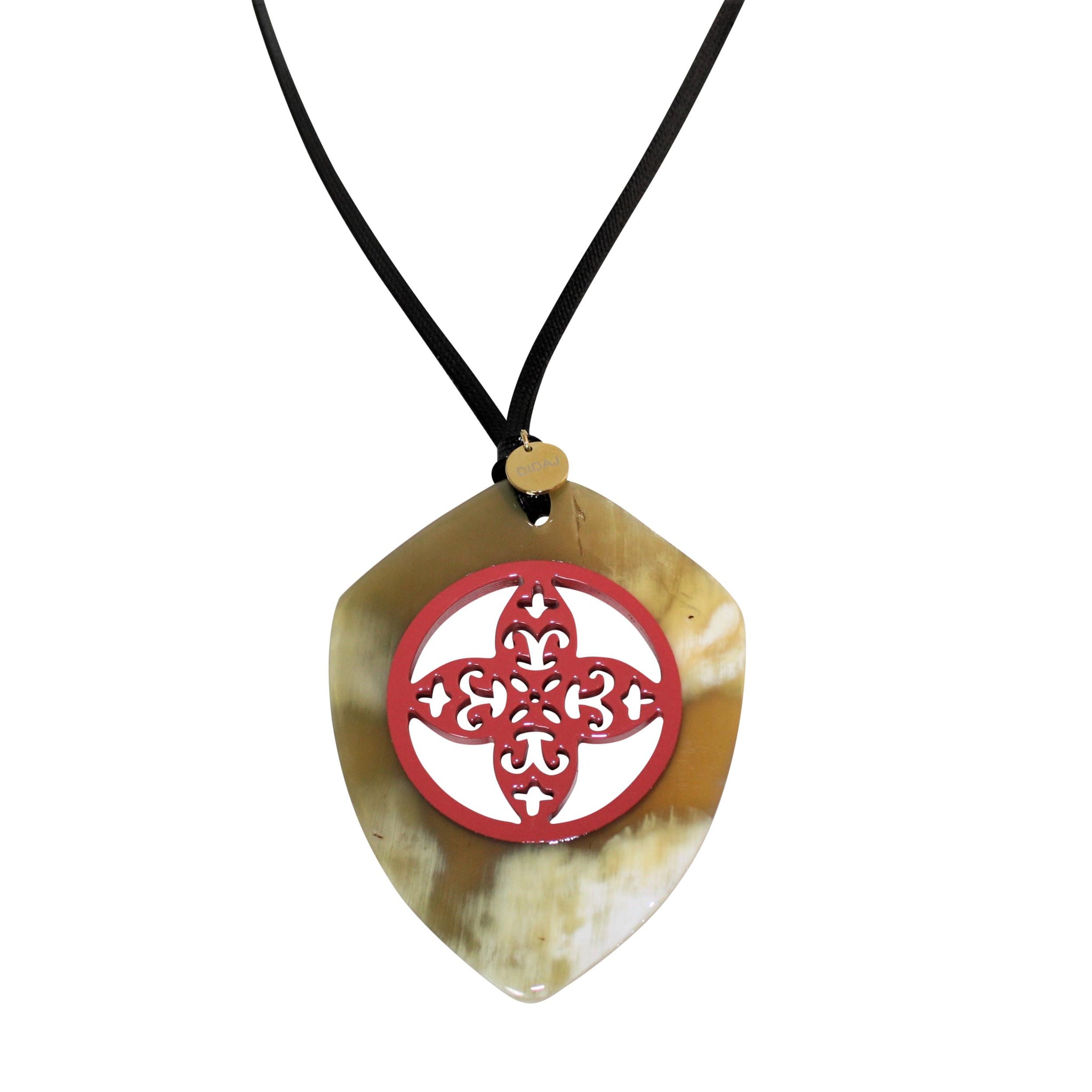 Bicolor Pendant in Lacquered Buffalo Horn With Waxed Cotton Cord – DIDAJ